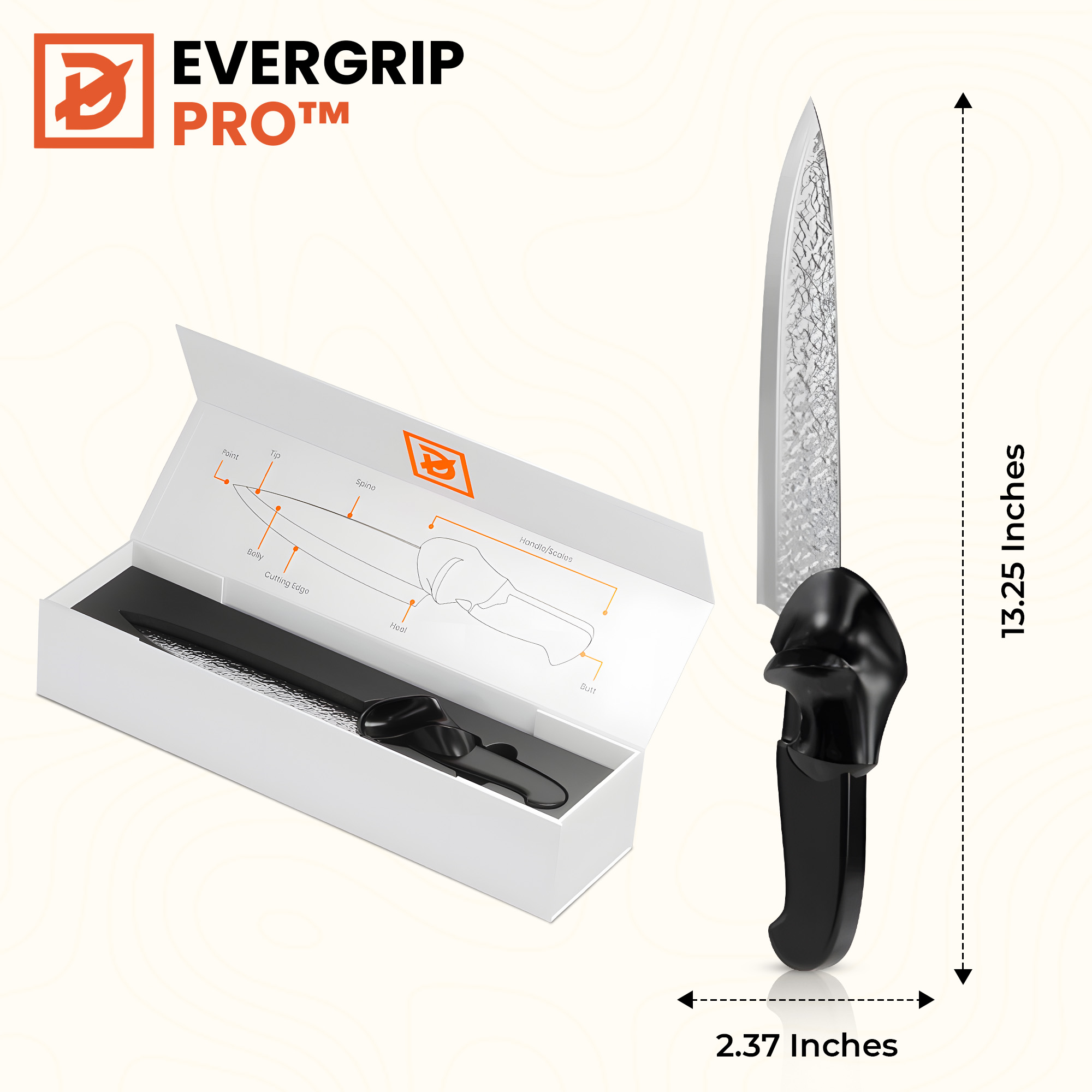 EverGrip Pro 8" Chef Knife – Ergonomic Handle | DiceVice
