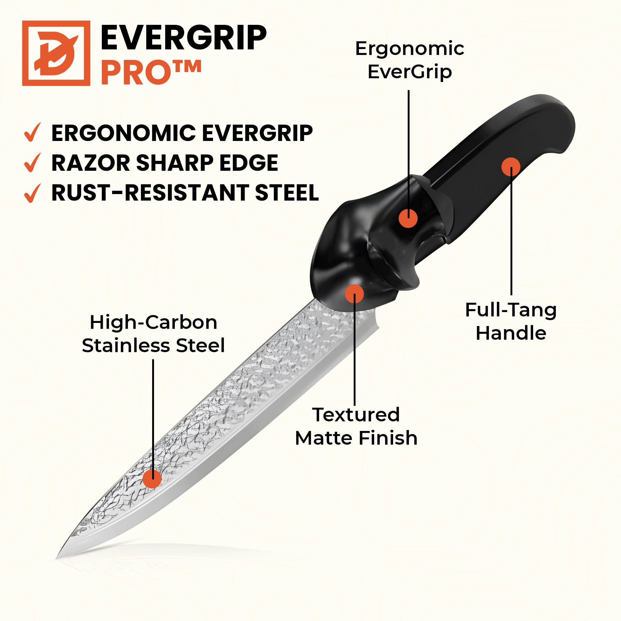 EverGrip Pro 8" Chef Knife – Ergonomic Handle | DiceVice